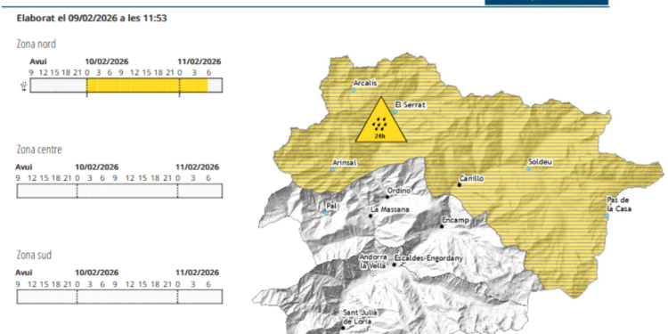 Avís groc per pluges intenses al nord a partir de demà - Digital Andorra